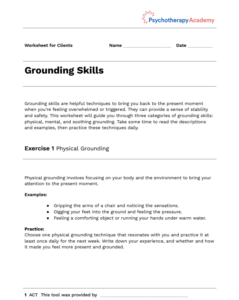 The Grounding Skills Worksheet for Therapists - Psychotherapy Academy