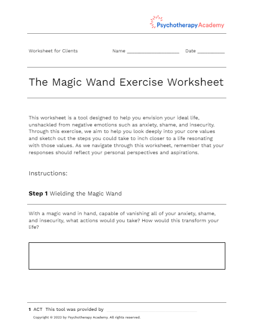 ACT Worksheets for Values Clarification: The Magic Wand - Psychotherapy ...